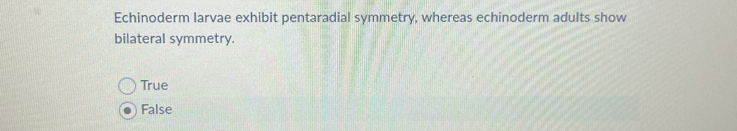 Solved Echinoderm larvae exhibit pentaradial symmetry, | Chegg.com