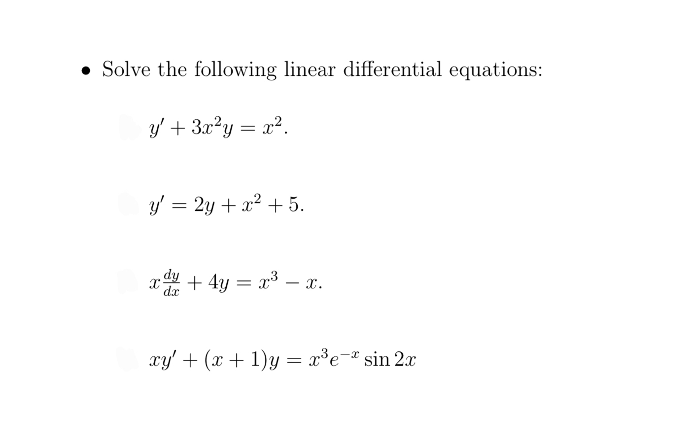 Solved Solve the following linear differential | Chegg.com