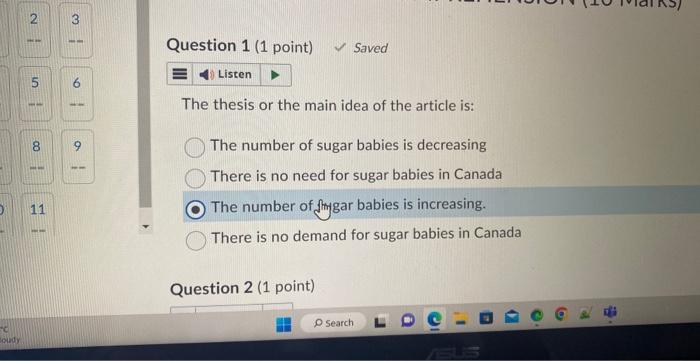 The thesis or the main idea of the article is: The | Chegg.com