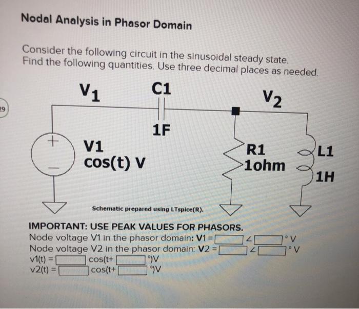 Solved Nodal Analysis in Phasor Domain Consider the | Chegg.com