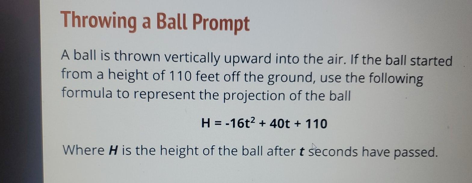 Solved Throwing a Ball Prompt A ball is thrown vertically | Chegg.com
