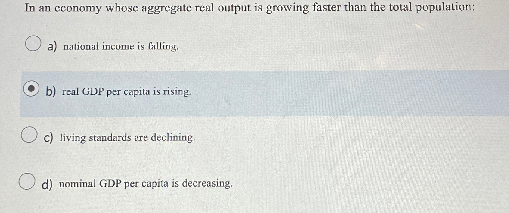Solved In an economy whose aggregate real output is growing | Chegg.com