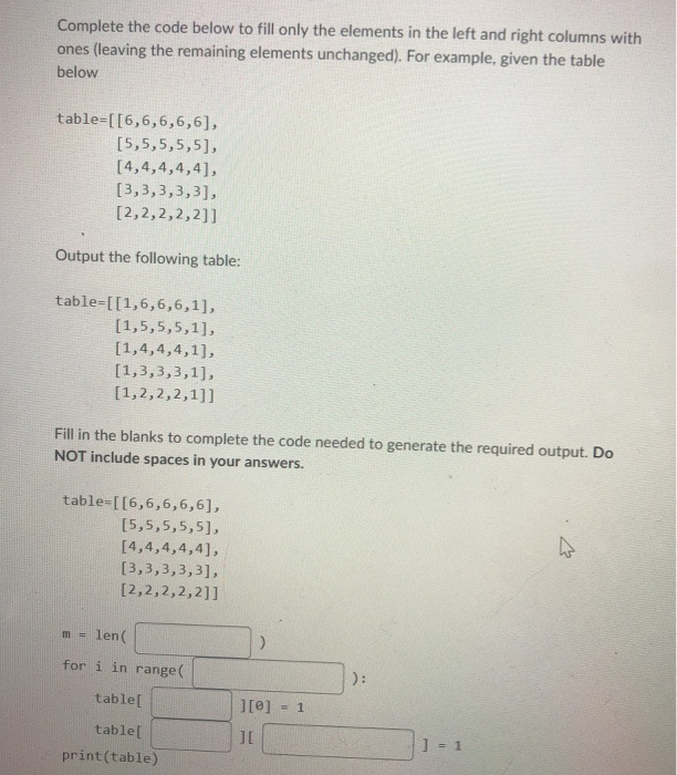 Solved Complete the code below to fill only the elements in | Chegg.com