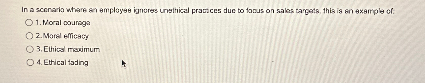 Solved In a scenario where an employee ignores unethical | Chegg.com