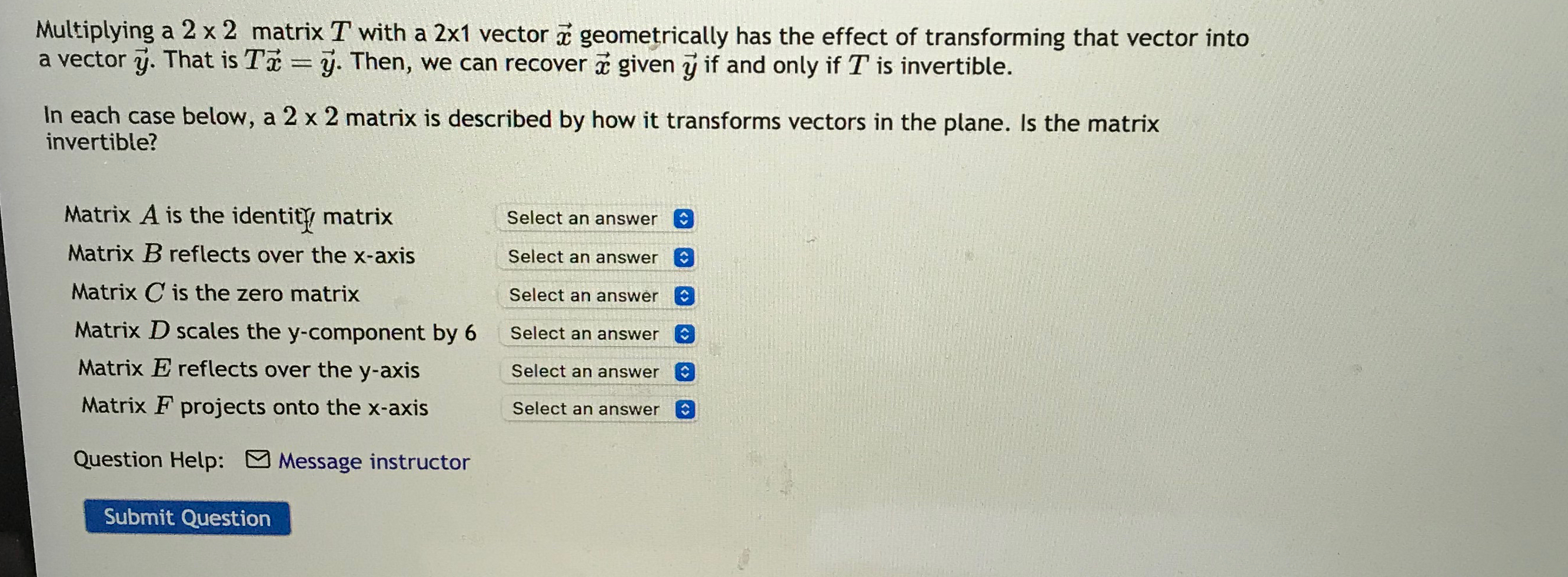 Solved Multiplying a 2×2 ﻿matrix T ﻿with a 2×1 ﻿vector | Chegg.com