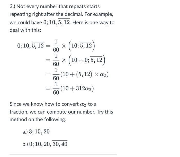 Solved 3.) Not every number that repeats starts repeating | Chegg.com