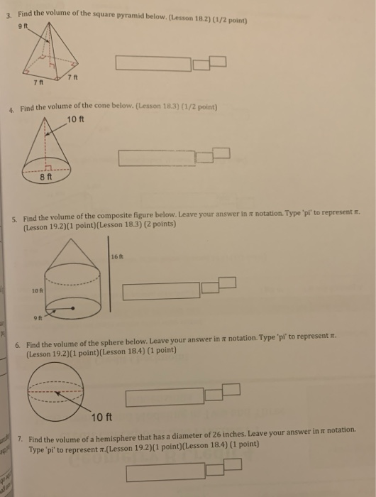 Solved 3. Find the volume of the square pyramid below. | Chegg.com