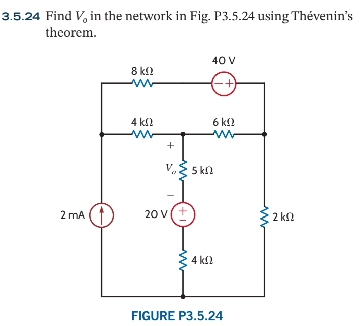 Solved 3.5.24 ﻿Find Vo ﻿in the network in Fig. P3.5.24 | Chegg.com