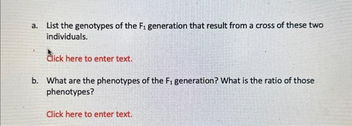 Solved a. List the genotypes of the F1 generation that | Chegg.com