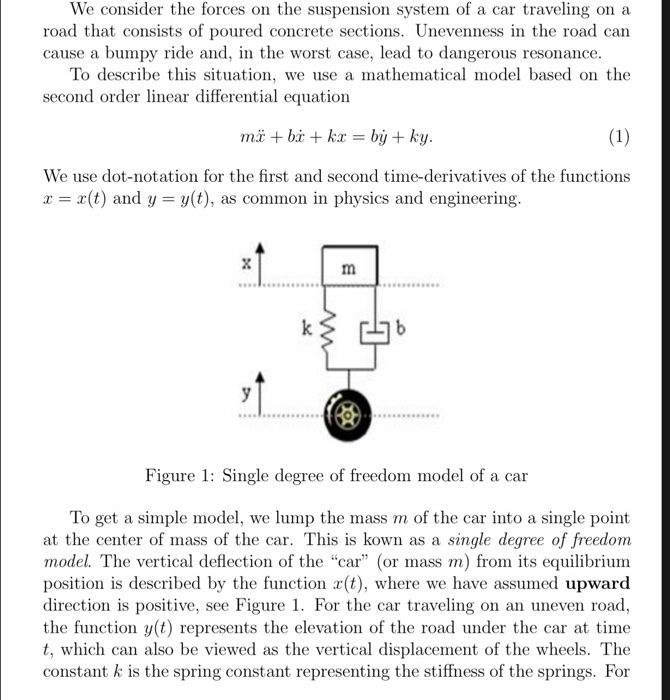 Solved We consider the forces on the suspension system of a | Chegg.com