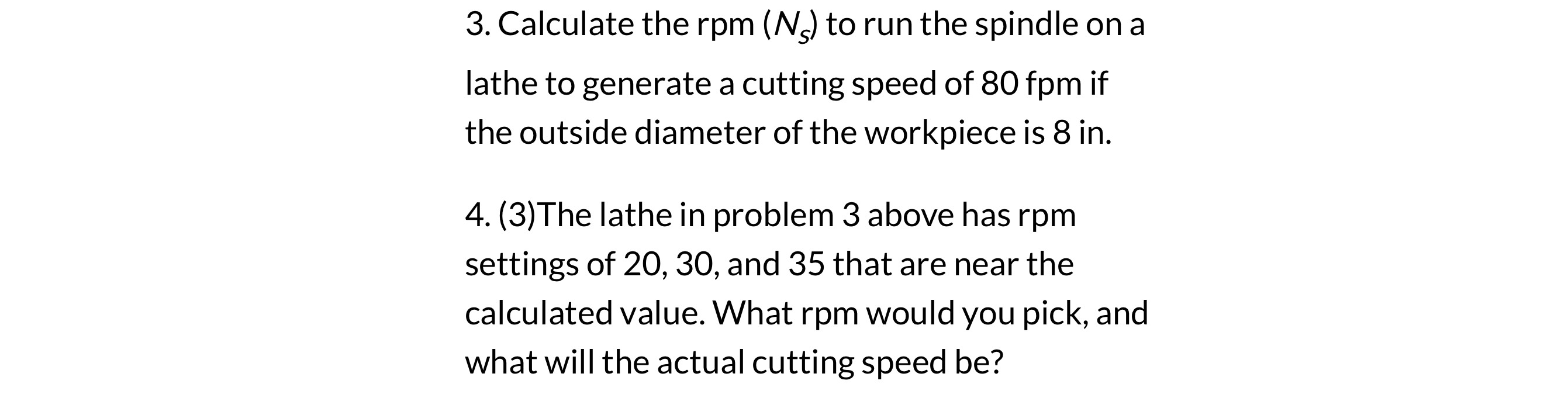 Solved What is the equation for problem 4, ﻿if the rpm from | Chegg.com