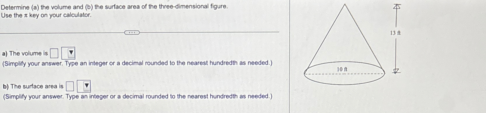 Solved Determine (a) ﻿the volume and (b) ﻿the surface area | Chegg.com