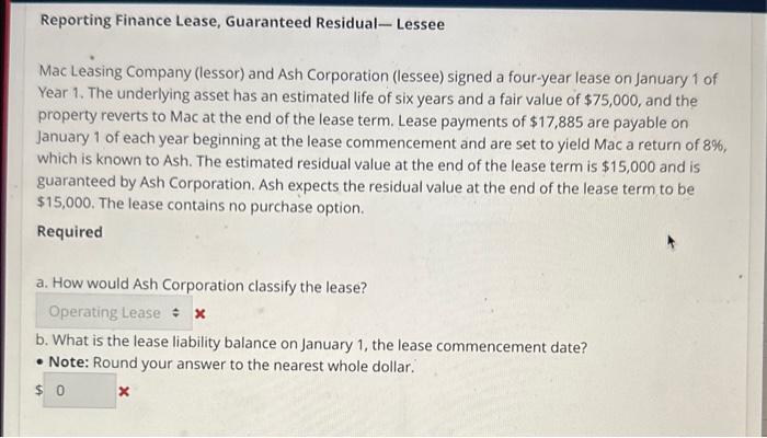 Solved Mac Leasing Company (lessor) and Ash Corporation | Chegg.com