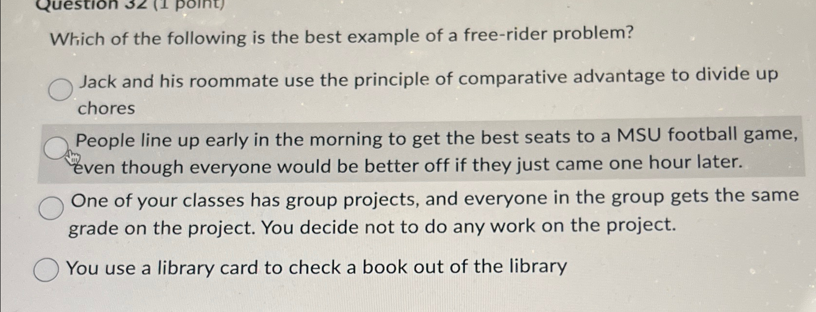 Solved Which of the following is the best example of a | Chegg.com