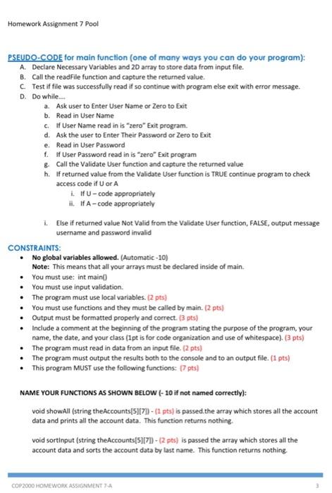 Solved Homework Assignment 7 Pool Homework Assignment 7-A | Chegg.com