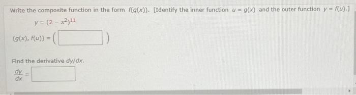 Solved Write the composite function in the form f(g(x)). | Chegg.com