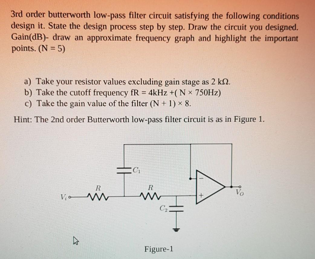 Solved 3rd order butterworth low-pass filter circuit | Chegg.com