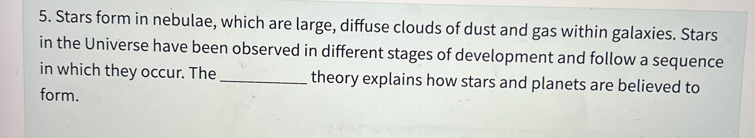 Solved Stars form in nebulae, which are large, diffuse | Chegg.com