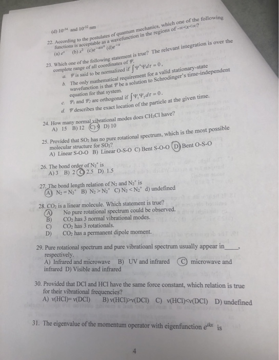 Solved 2. According to the postulates of quantum mechanics, | Chegg.com