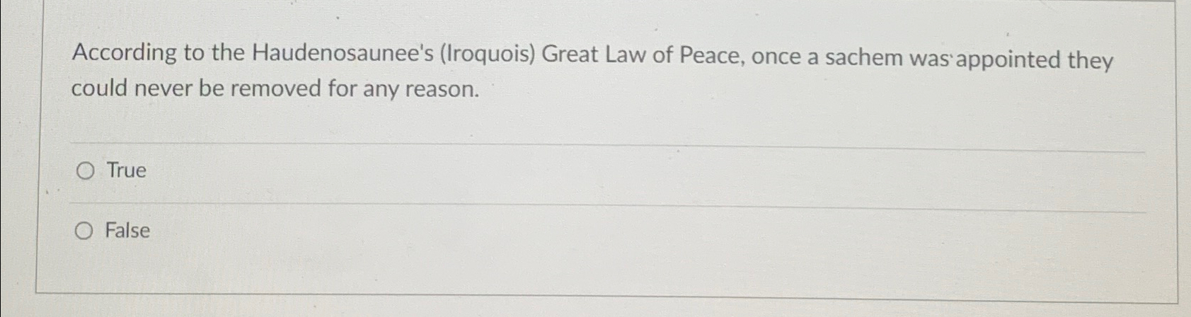 Solved According to the Haudenosaunee's (Iroquois) ﻿Great | Chegg.com