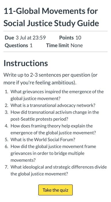 11-Global Movements for Social Justice Study Guide | Chegg.com