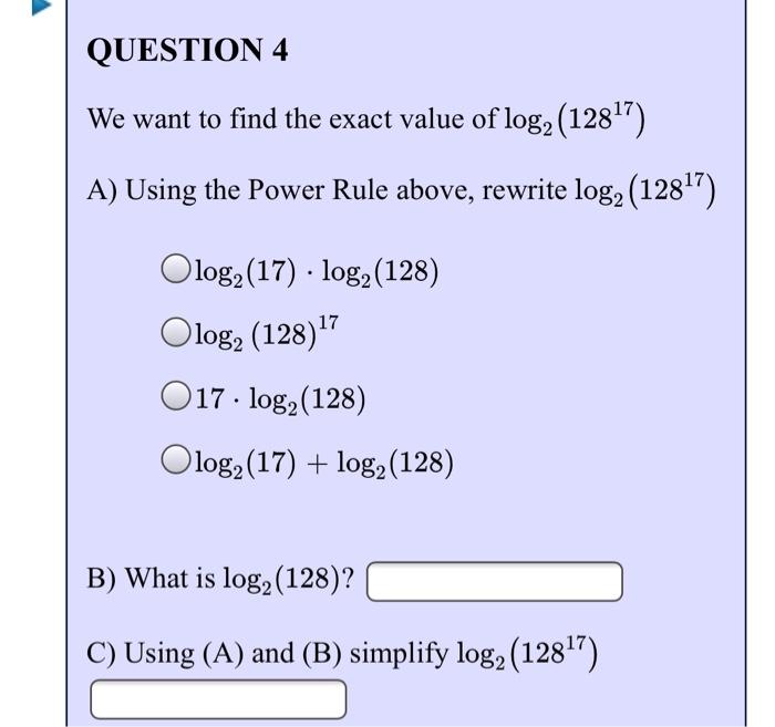 Solved QUESTION 1 A) Write log7(4xy) as the sum of three | Chegg.com