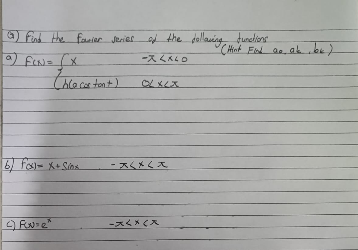 Solved a) ﻿Find the fourier series of the dollaving | Chegg.com