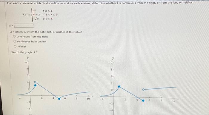 Solved Find each x-value at which fis discontinuous and for | Chegg.com