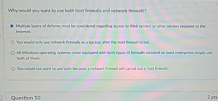 Solved Why would you want to use both host firewalls and | Chegg.com