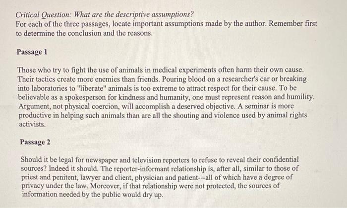 Solved PHILOSOPHY CLASS HELPWhat are the descriptive | Chegg.com