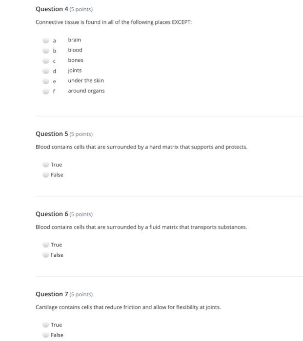 Solved Question 15 points) Connective tissue shares all of | Chegg.com