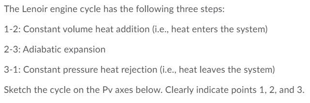 Solved The Lenoir engine cycle has the following three | Chegg.com