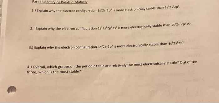 Solved Part 4: Identifying Points of Stability 1.) Explain | Chegg.com