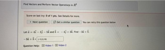 Solved Find Vectors and Perform Vector Operations in R3 | Chegg.com