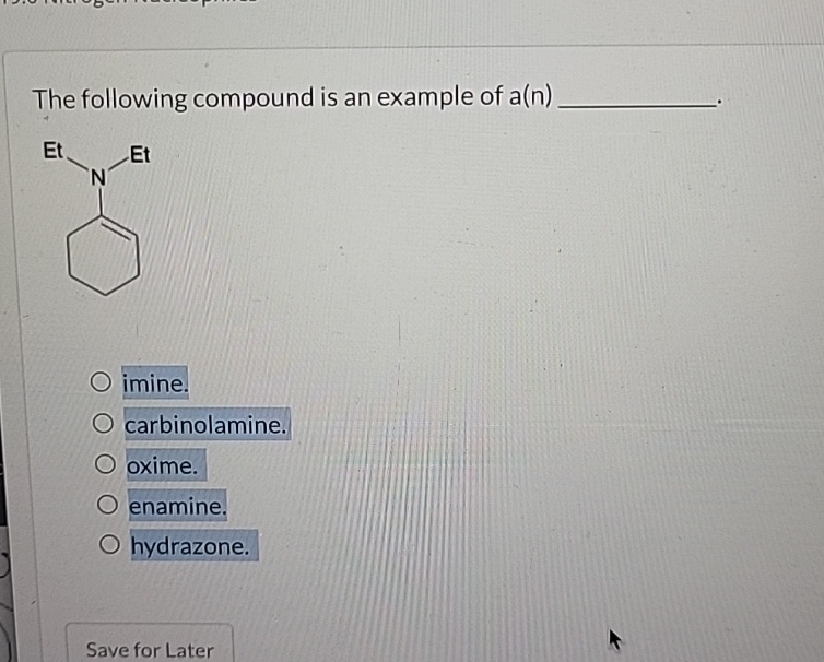 Solved The following compound is an example of | Chegg.com