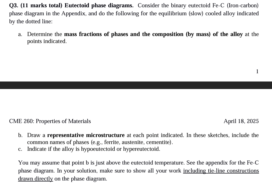 Q3. (11 ﻿marks total) ﻿Eutectoid phase diagrams. | Chegg.com
