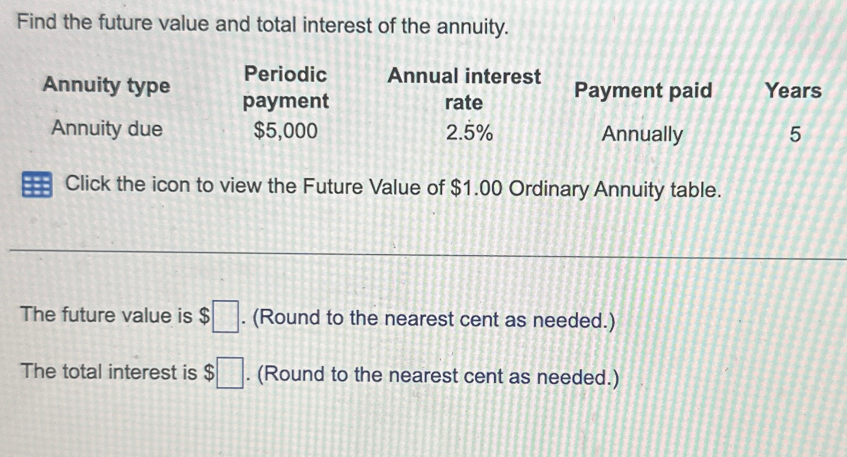 Solved Find the future value and total interest of the | Chegg.com
