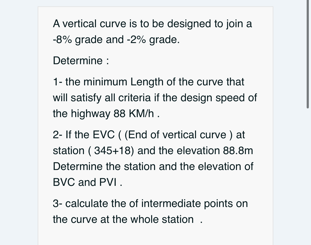 Solved A vertical curve is to be designed to join a-8% | Chegg.com