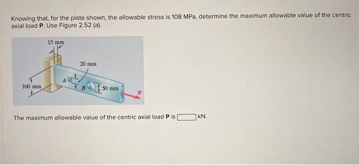 Solved Knowing that, for the plate shown, the allowable | Chegg.com