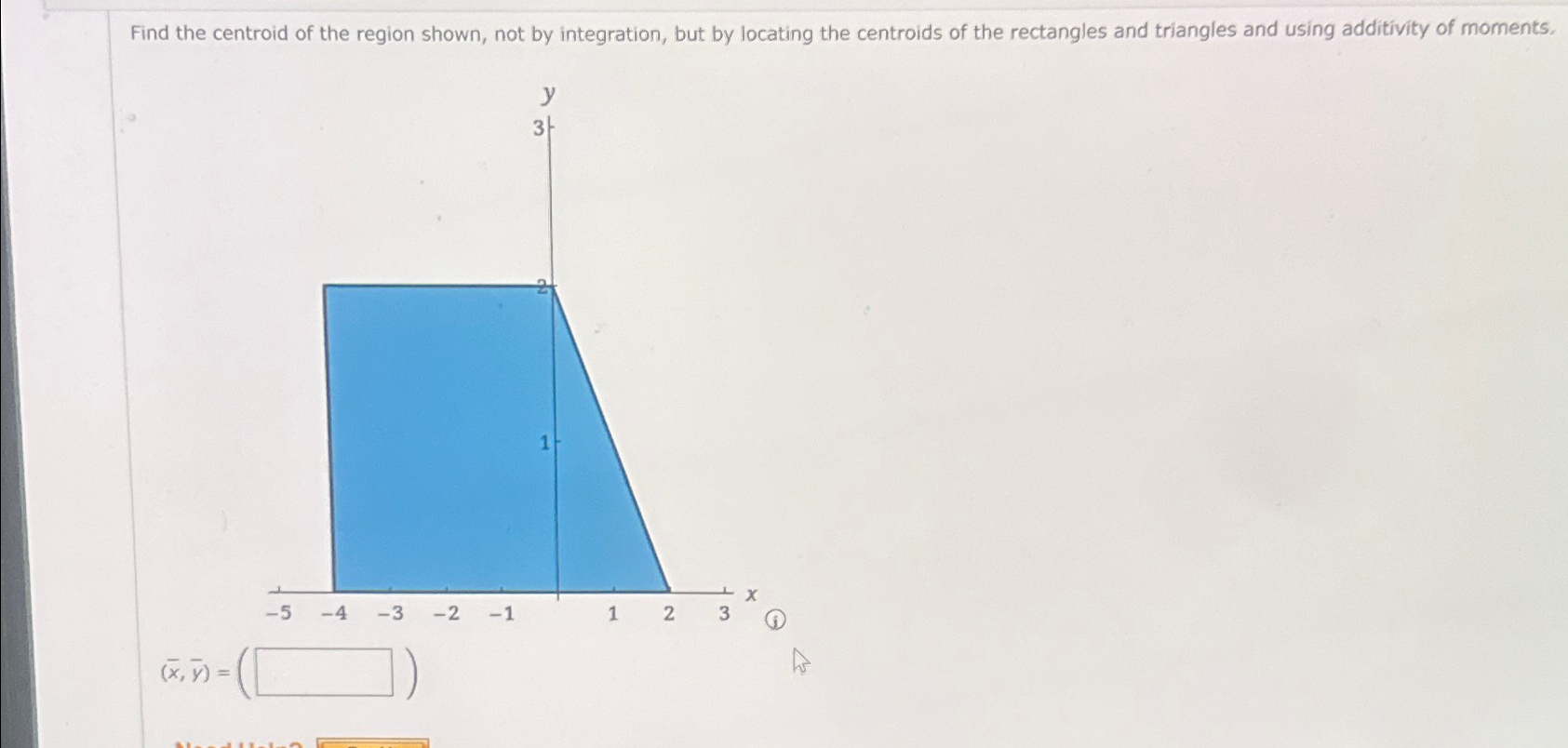 Solved Find the centroid of the region shown, not by | Chegg.com