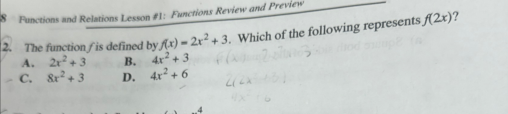 Solved 8 ﻿Functions and Relations Lesson #1: Functions | Chegg.com