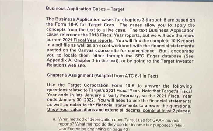 Solved Business Application Cases - Target The Business | Chegg.com