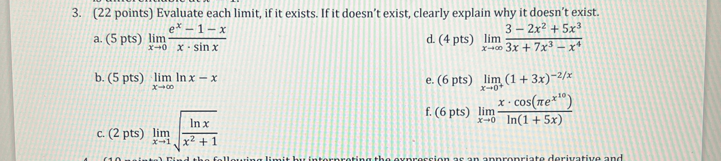 Solved (22 ﻿points) ﻿Evaluate each limit, ﻿if it exists. If | Chegg.com
