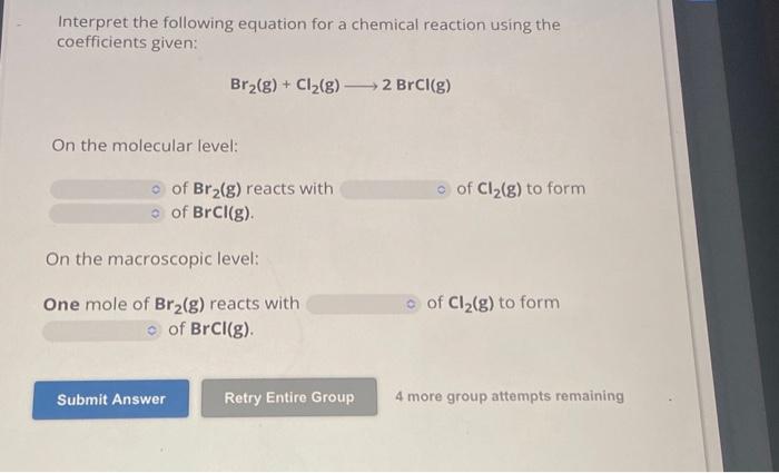 Solved Interpret the following equation for a chemical | Chegg.com