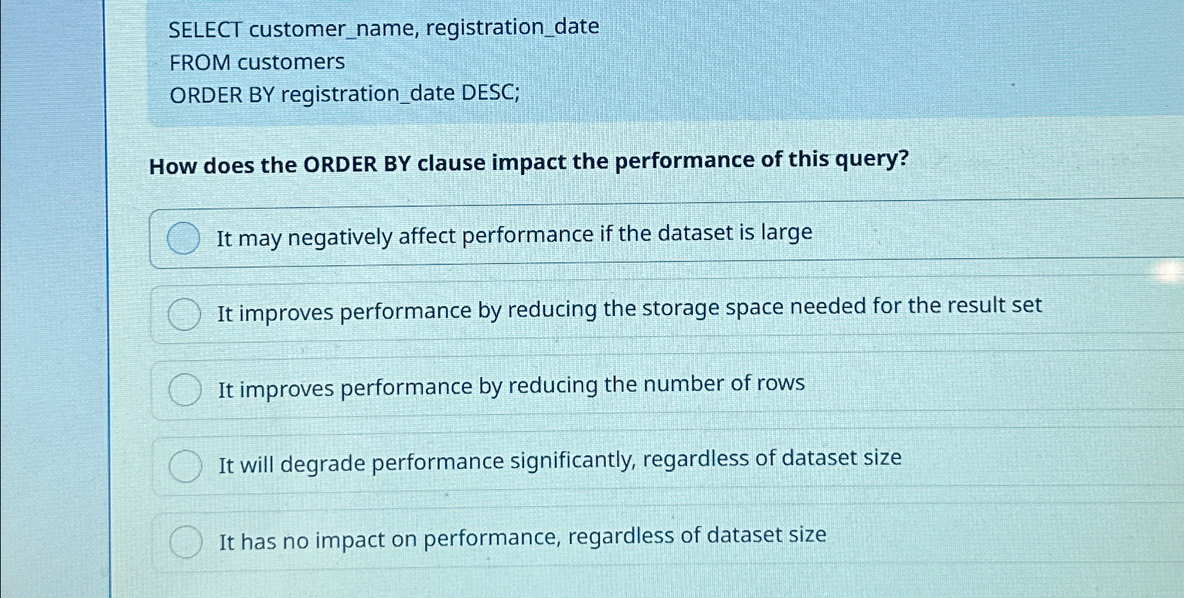 Solved SELECT customer_name, registration_dateFROM | Chegg.com