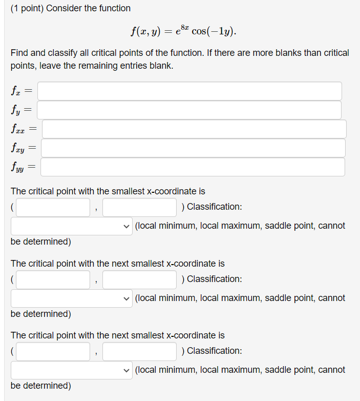 Solved (1 ﻿point) ﻿Consider the | Chegg.com