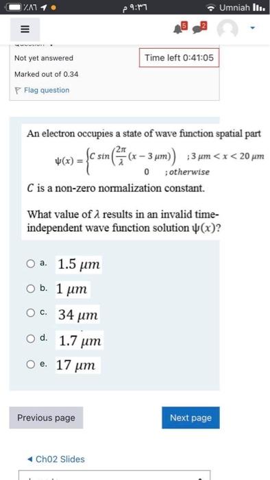Solved An electron occupies a state of wave function spatial | Chegg.com