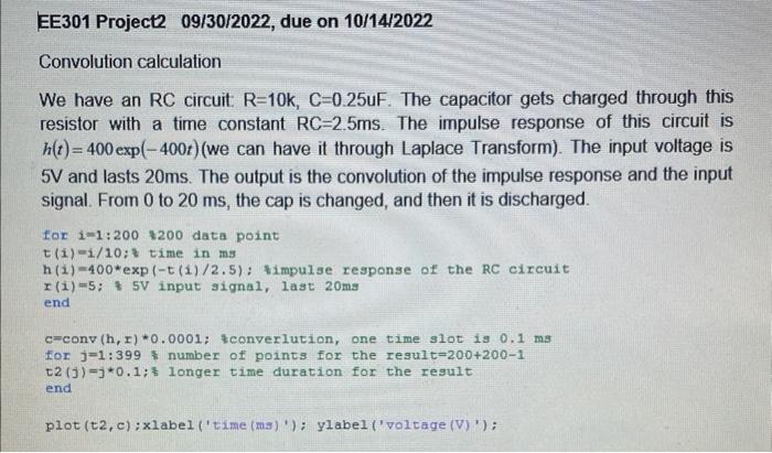 Solved Convolution calculation We have an RC circuit: | Chegg.com