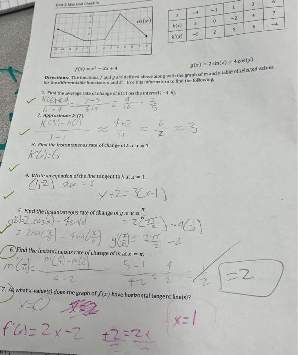 Solved f(x)=x2−2x+4 g(x)=2sin(x)+4cos(x) Directions: The | Chegg.com