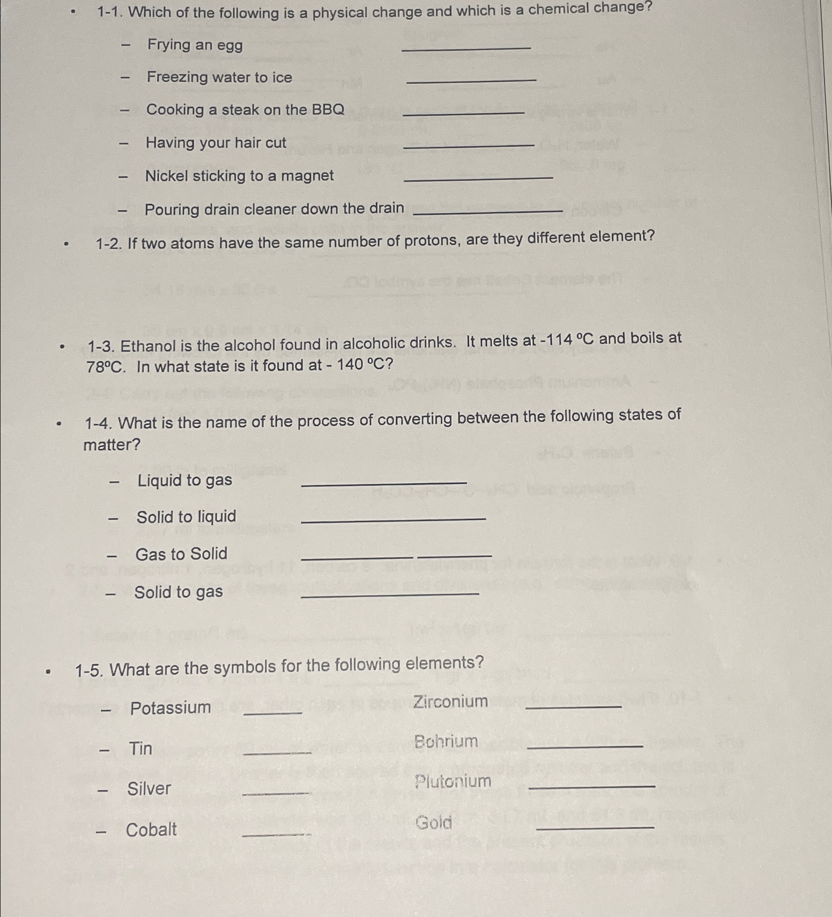 Solved 1-1. ﻿Which of the following is a physical change and | Chegg.com